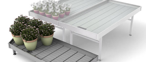 Ebb and flow system, benches and display, sale of garden center products, 1